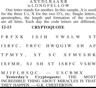 CRYPTOQUOTE | Local News | bedfordgazette.com