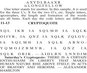 CRYPTOQUOTE | Local News | bedfordgazette.com