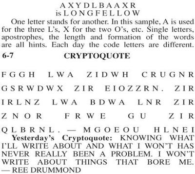 CRYPTOQUOTE | Local News | bedfordgazette.com