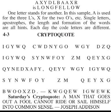 CRYPTOQUOTE | Local News | bedfordgazette.com