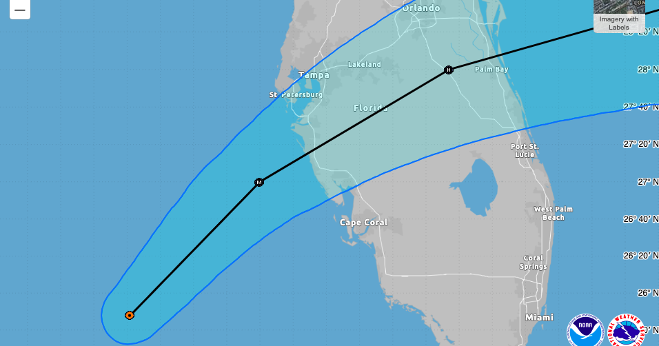 Hurricane Milton path, storm surge threats trend south of Tampa Bay ...