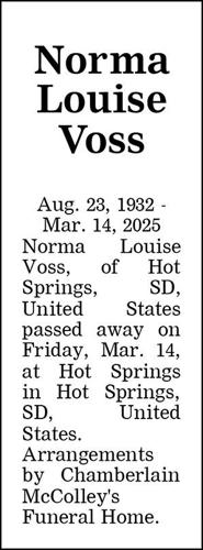 Norma Louise Voss | Obituaries | bhpioneer.com