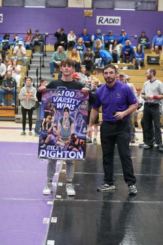 Belle Fourche Bronc wrestler Riley Dighton honored for 100th career win ...