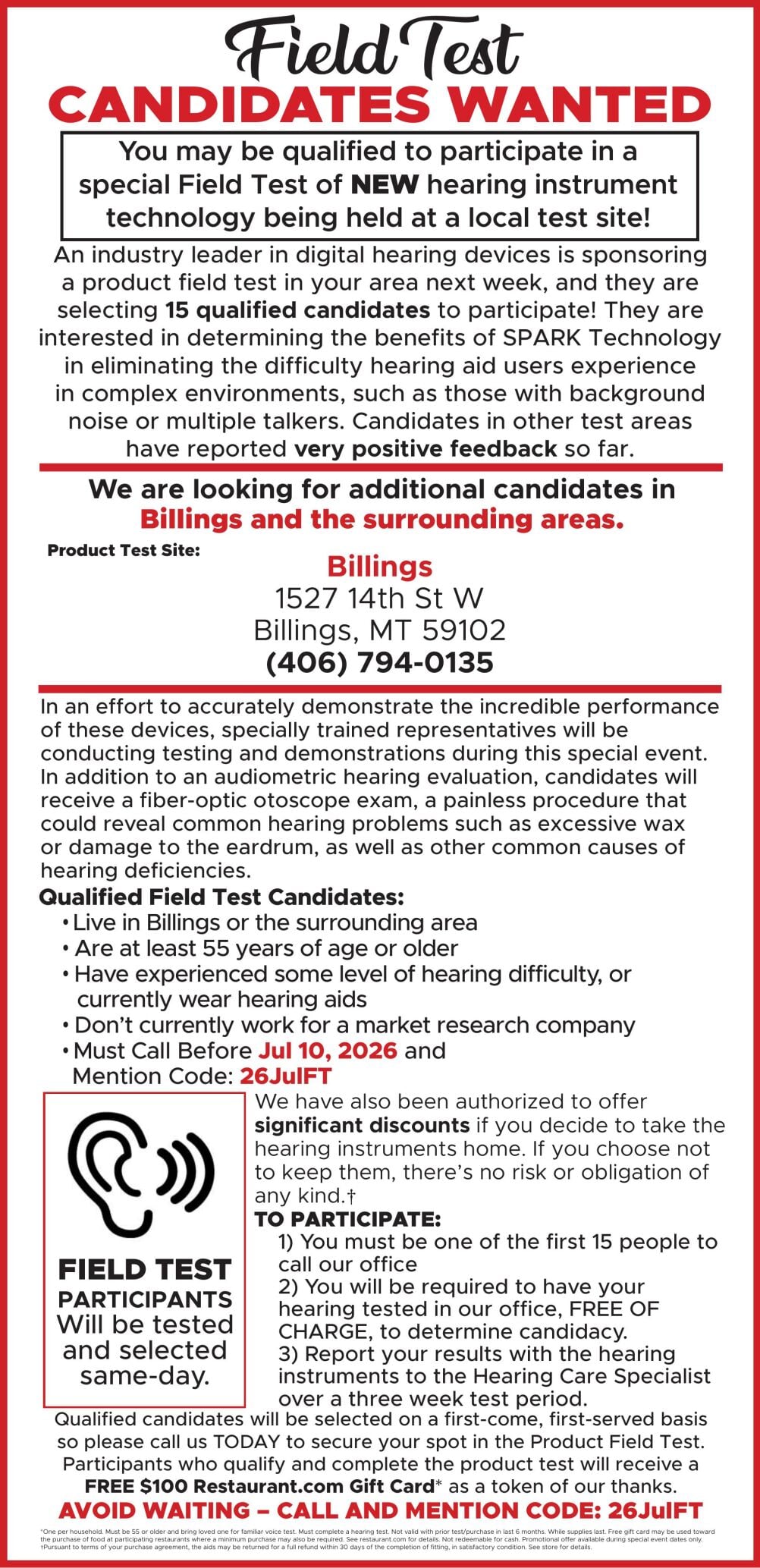 MIRACLE-EAR - Billings - Ad from 2026-07-01