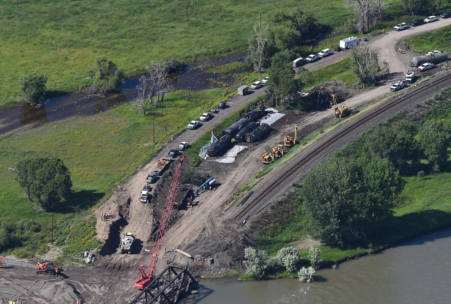 Rail cars removed from Yellowstone River bridge collapse