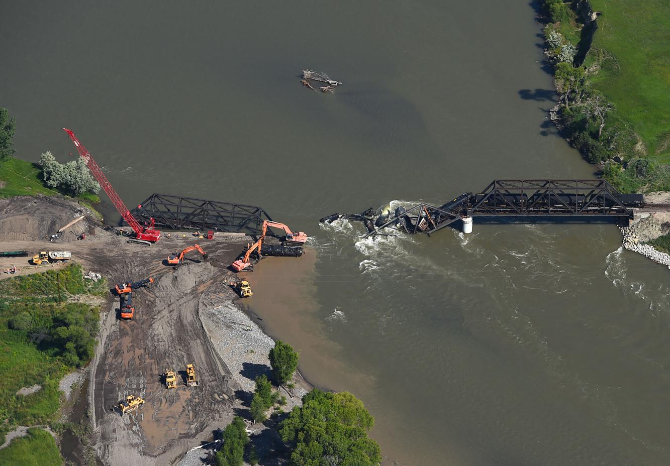 Rail cars removed from Yellowstone River bridge collapse