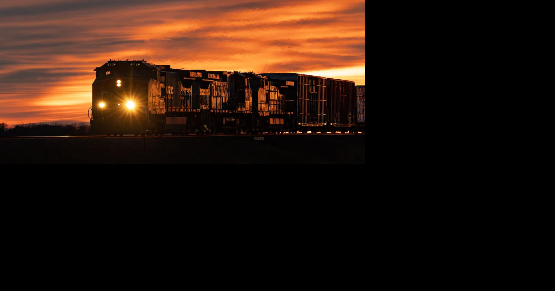 BNSF train at sunset
