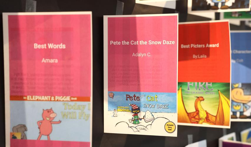 Student books displayed at the library