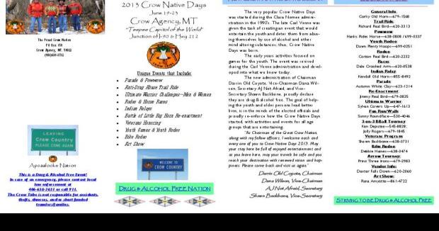 Crow Native Days schedule