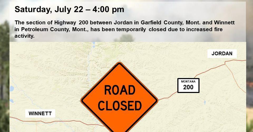 Lodgepole Complex fire closes Highway 200 from Jordan to Winnett