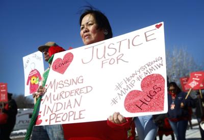 Supporters march for Henny Scott on Valentine's Day