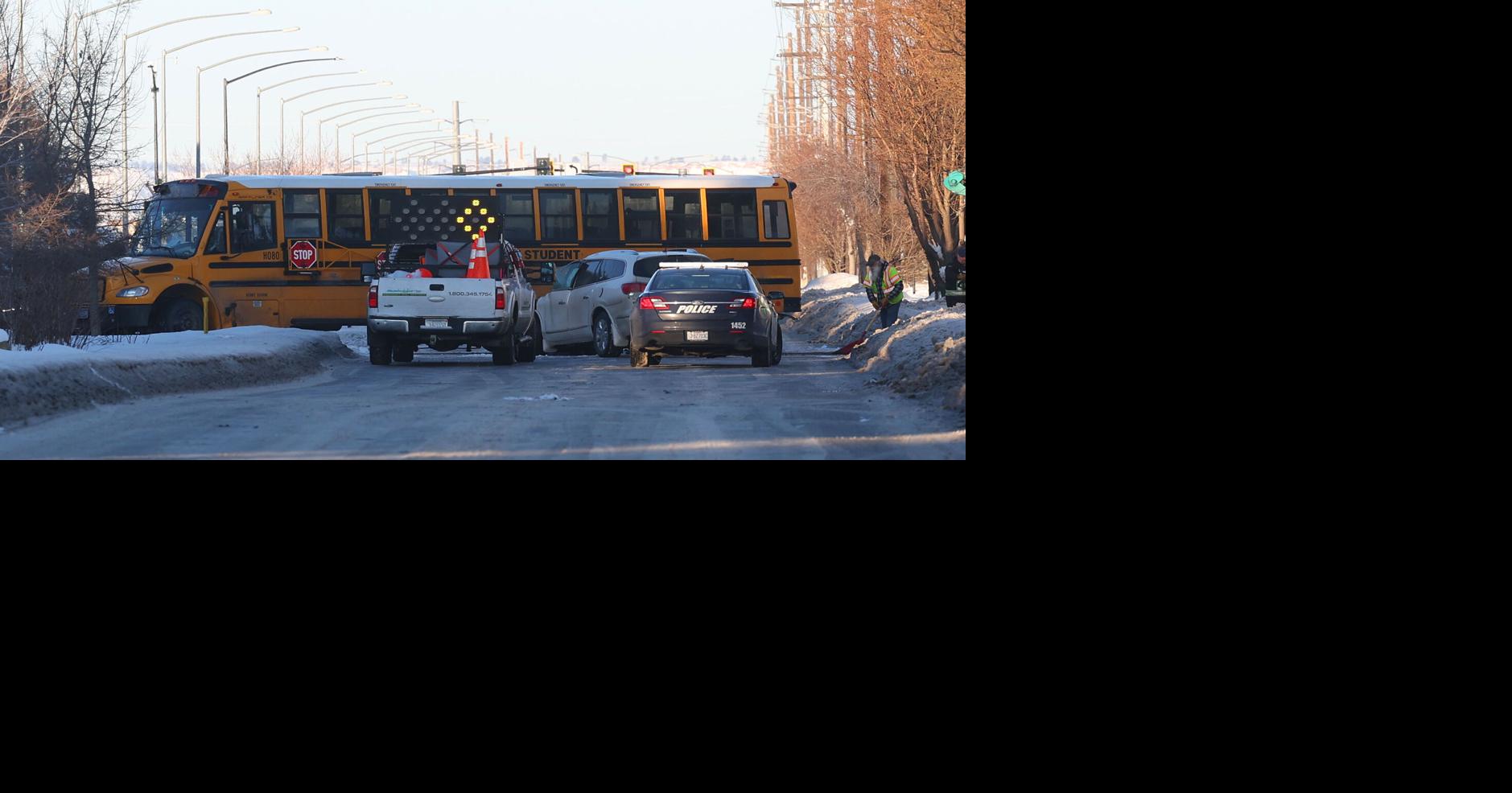 Injuries in school bus vs car crash on King Avenue