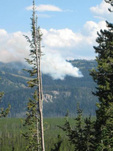 Fire burning between Yellowstone, Bridger-Teton