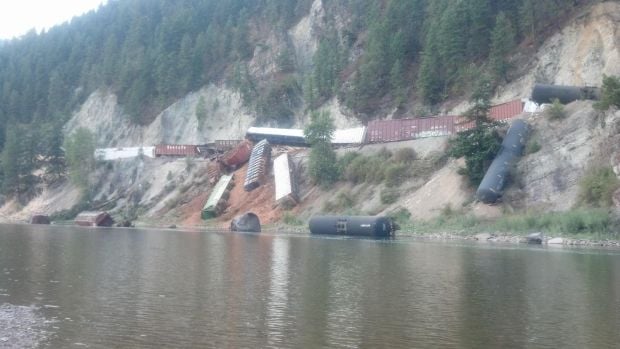 MRL freight train derails near Superior; 4 cars in river