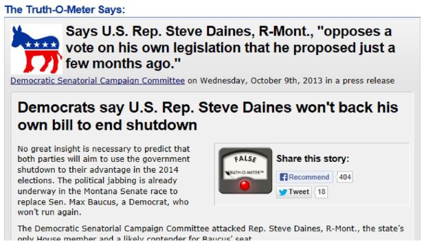 Politifact: Democrats' attack on Daines erroneous
