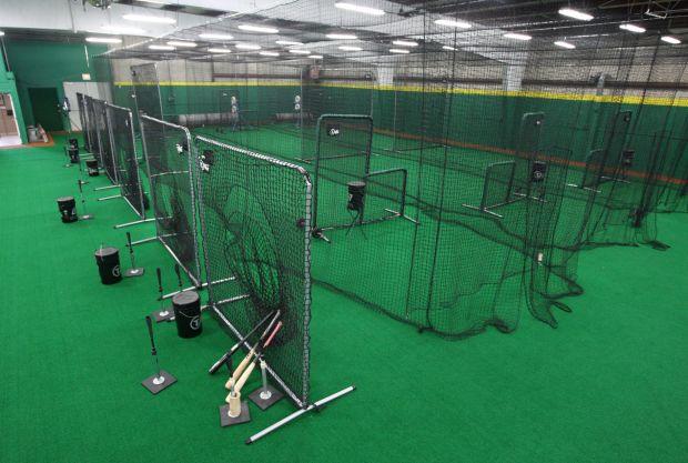 Inside the new indoor baseball training facility