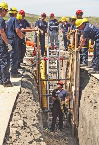 Firefighter trench victim recovery training