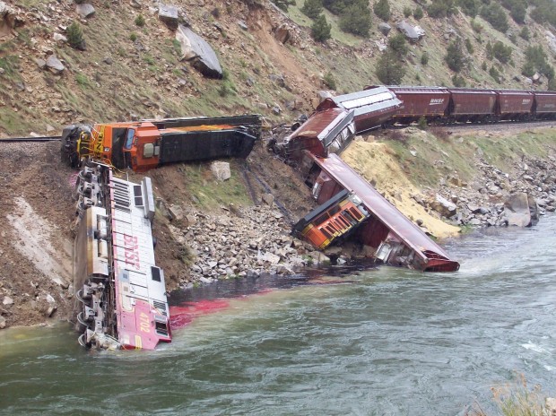 Gallery: Train derails in river
