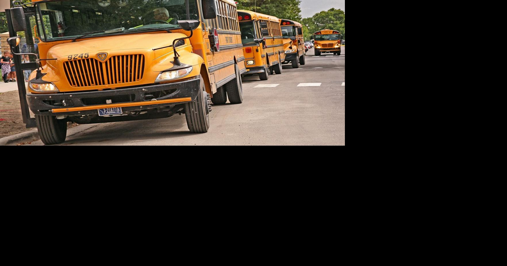 Two school buses rear-ended Monday