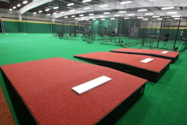 Inside the new indoor baseball training facility