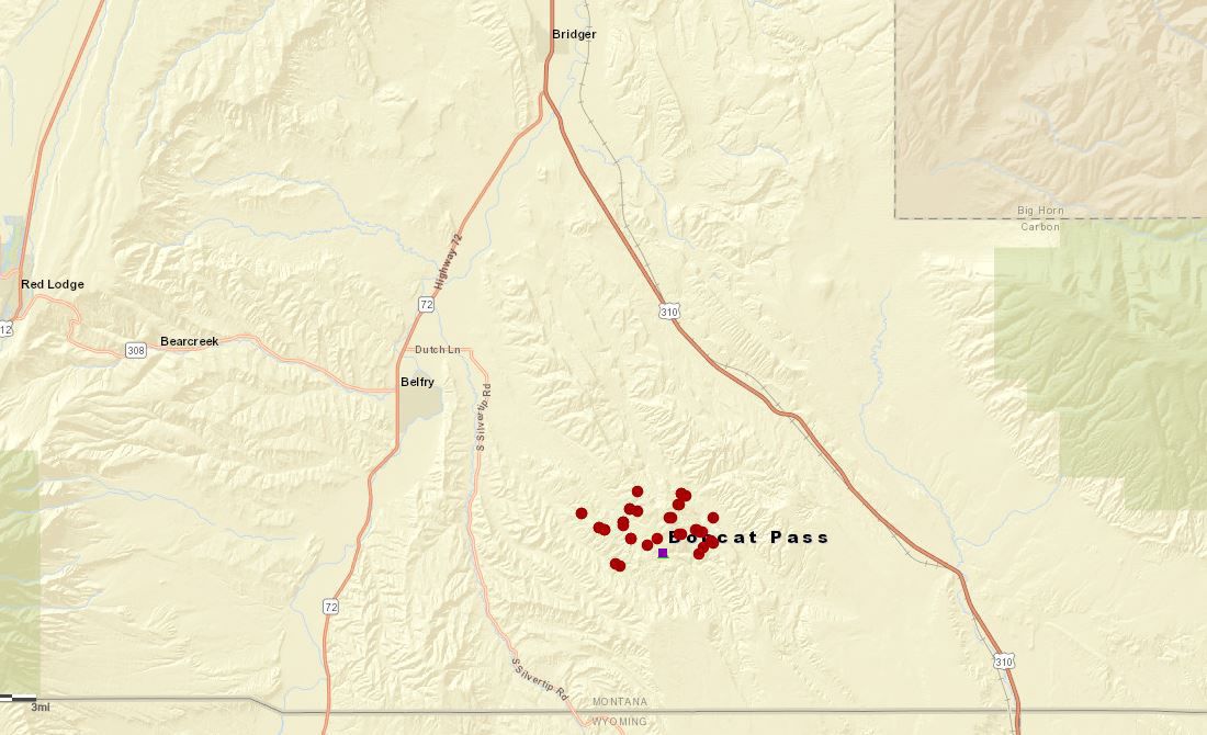 Bobcat Pass fire south of Bridger estimated at 1,635 acres