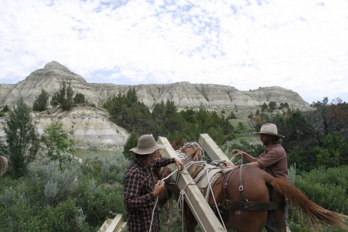 Pack mules help with bridge restoration on ND Badlands Trail