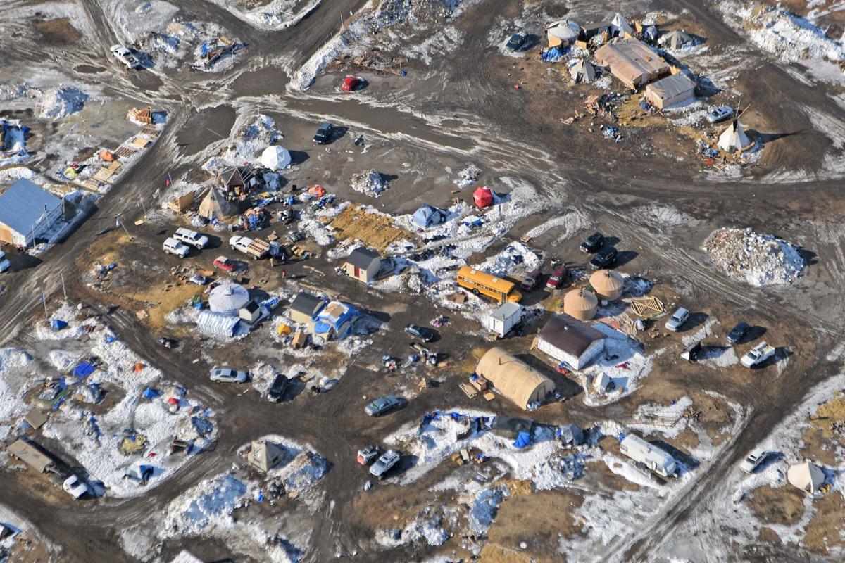 Aerial Views of Protest Camps / DAPL Work Nears Completion