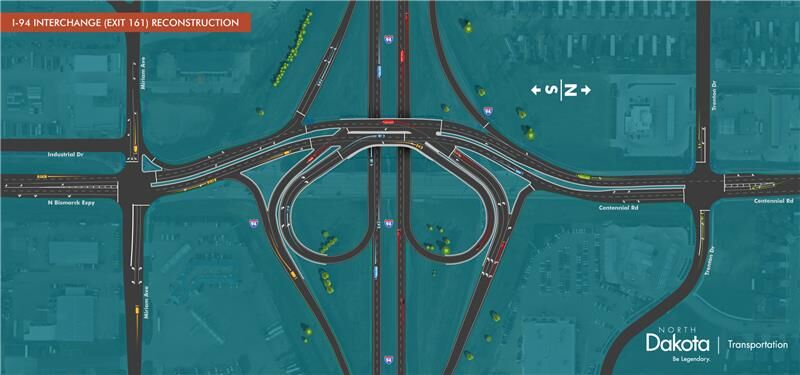 Bismarck's I-94 Exit 161 traffic shifts to permanent layout
