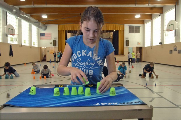 Students help set record during Sport Stack Day