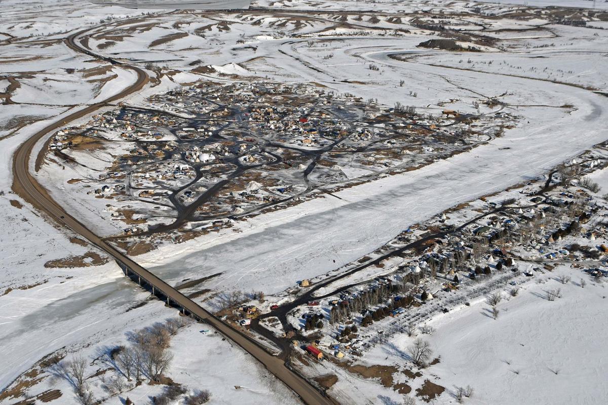Aerial Views of Protest Camps / DAPL Work Nears Completion