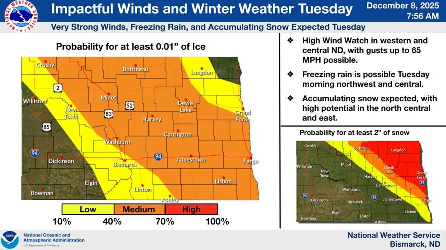 North Dakota to see freezing rain, strong winds, bitter cold
