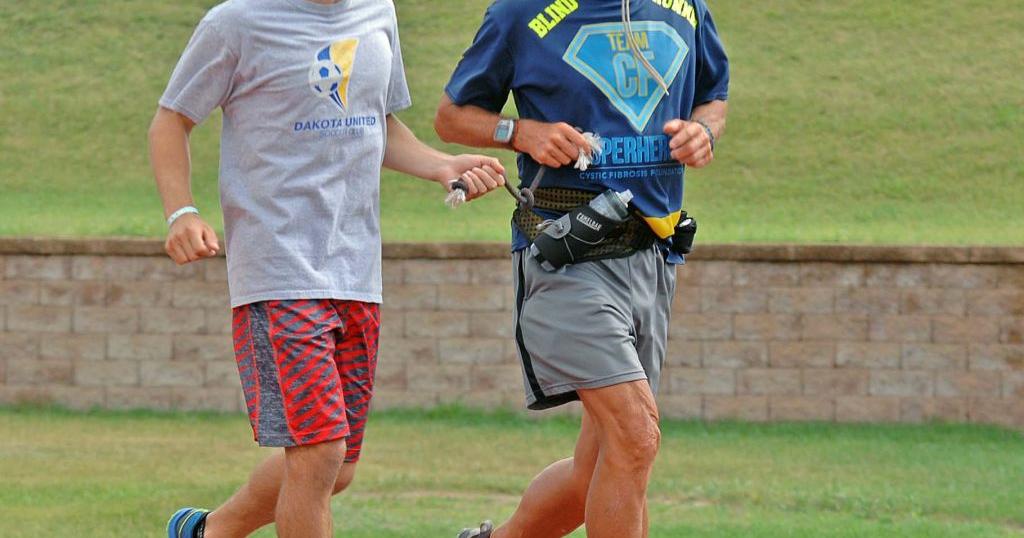 Blind man running for granddaughter