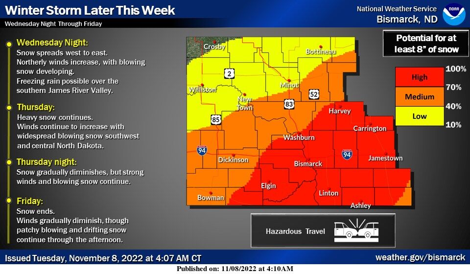 Winter storm bearing down on North Dakota; Monday snow causes dozens of ...
