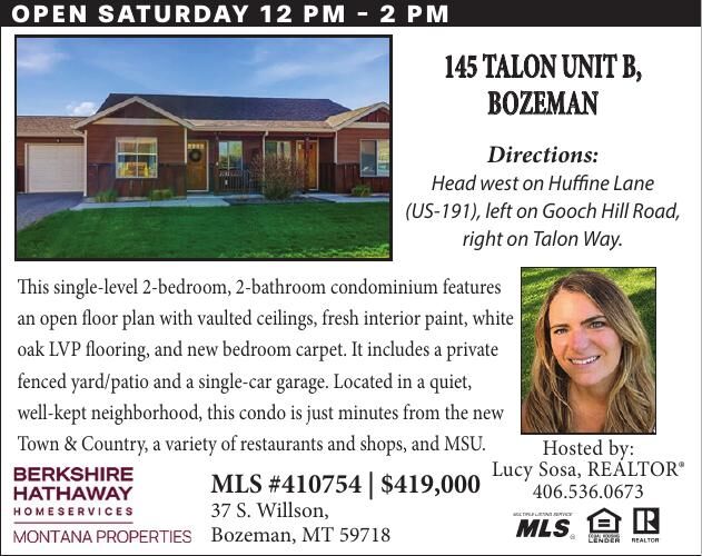 145 Talon Unit B - Lucy | Open Houses | bozemandailychronicle.com