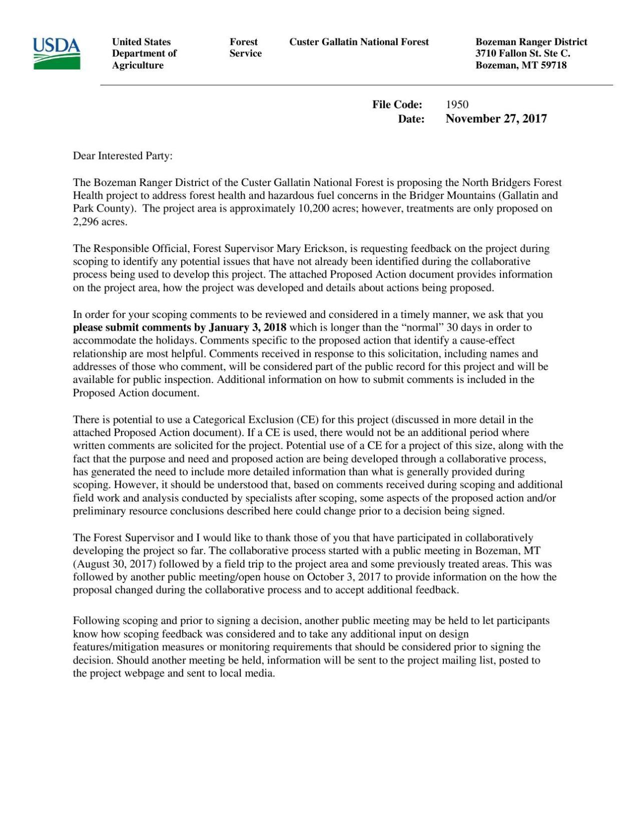 North Bridgers scoping letter | | bozemandailychronicle.com