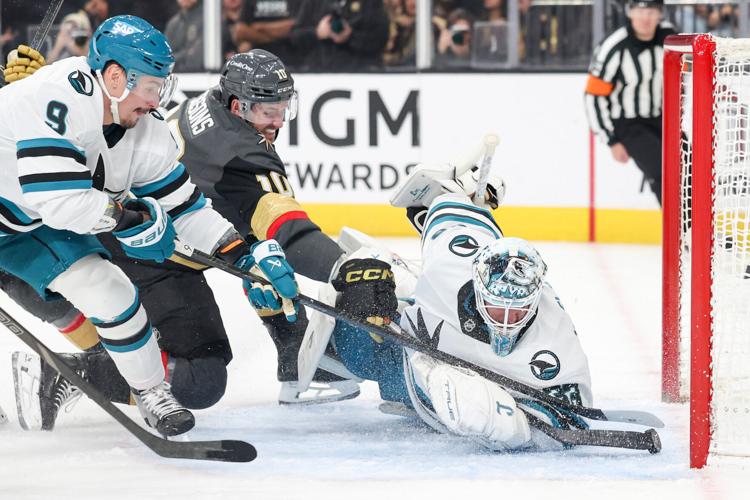 Hertl scores twice, Lindbom gets his 1st NHL win in the Knights' 4-3 ...