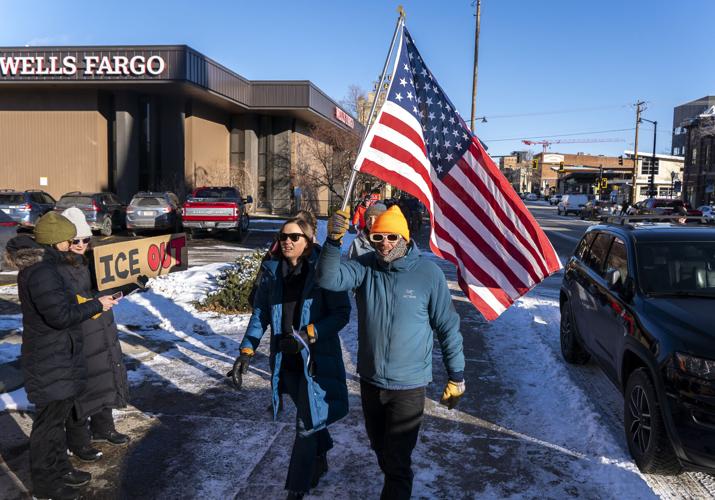 Photos: Several thousand gather for impromptu 'No Ice' protest in ...