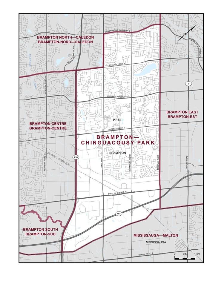 Big changes to Brampton, Caledon federal election ridings