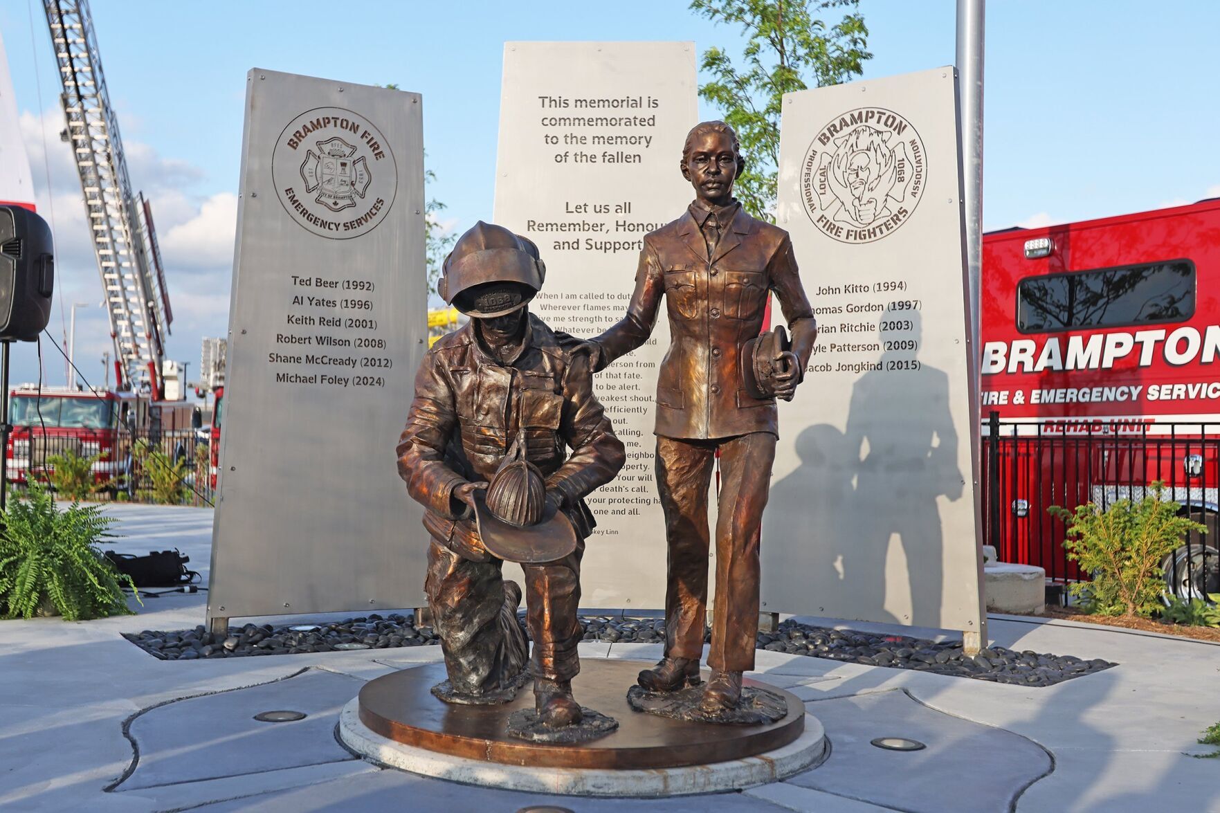 Brampton unveils memorial monument to fallen firefighters