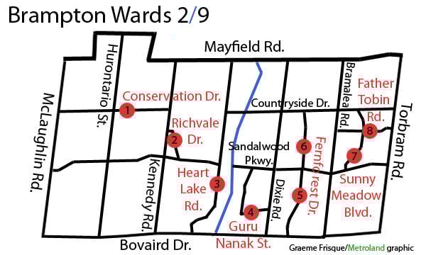 MAP: Locations of 30 photo radar cameras across Brampton