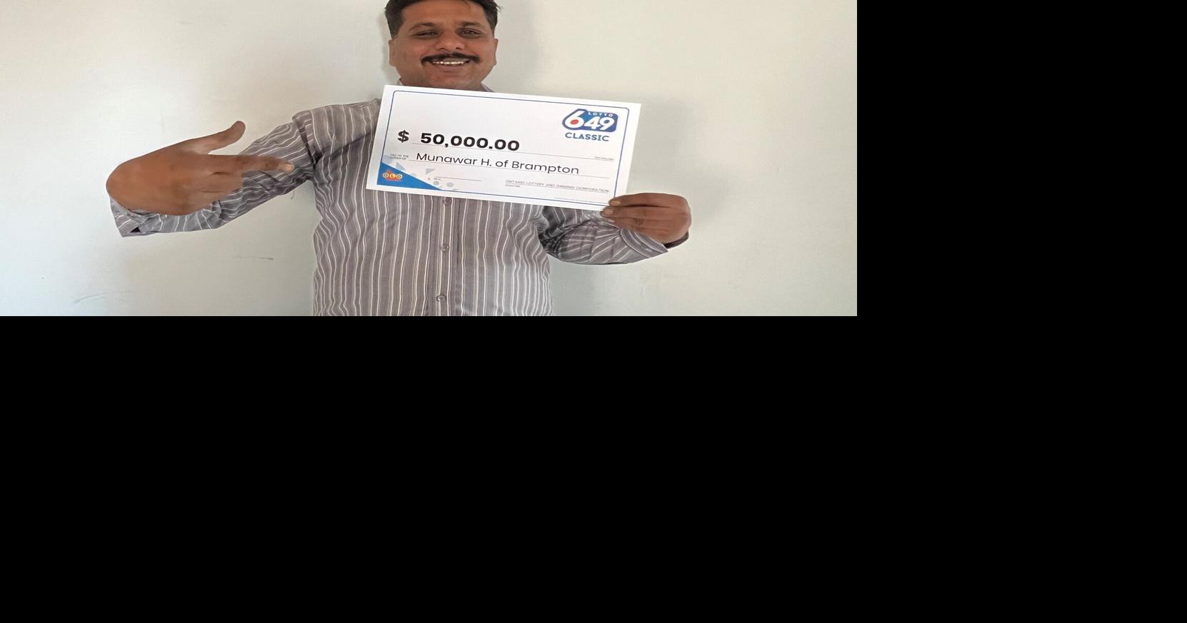 Brampton man wins big Lotto 6/49 prize