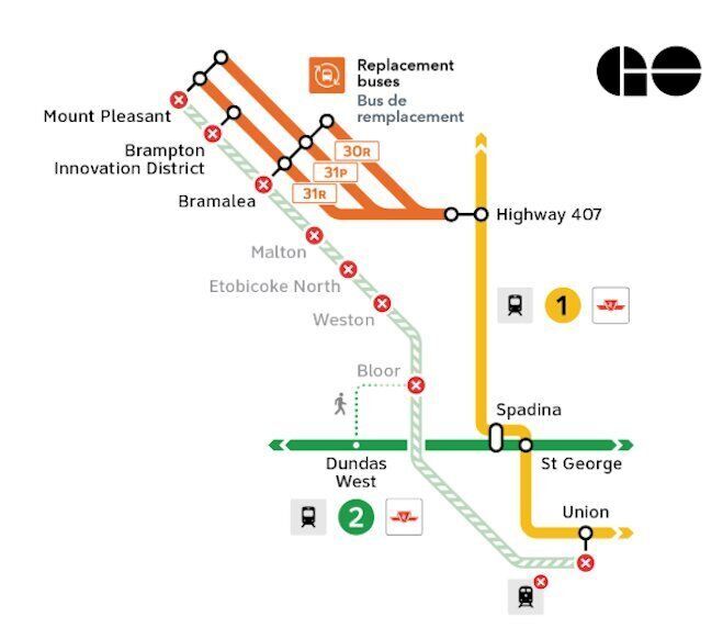 Weekend shutdown for major GO train line in Brampton, Toronto