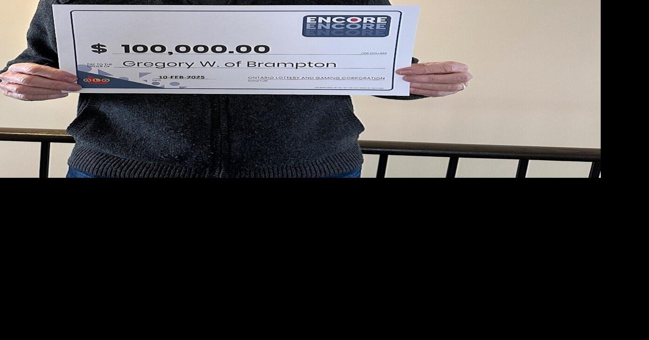 Brampton man scores $100K Encore lottery prize jackpot