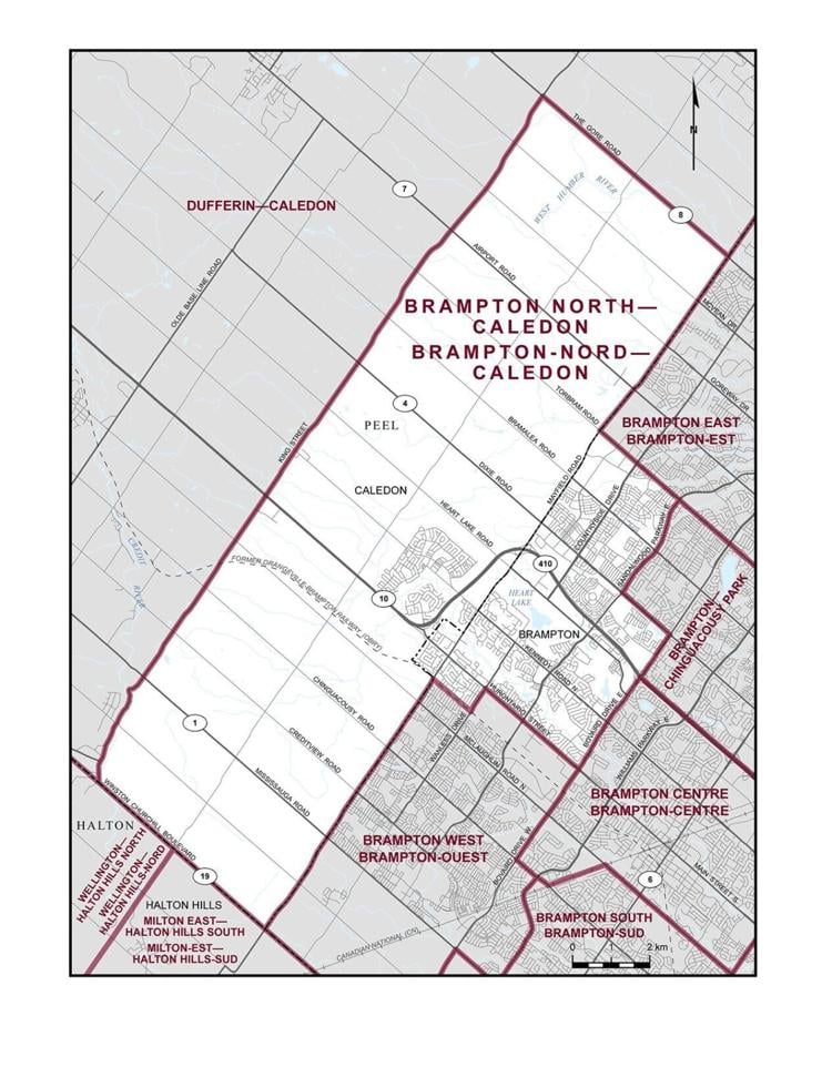 Big changes to Brampton, Caledon federal election ridings