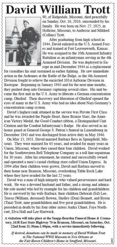David William Trott | Obituaries Free | bransontrilakesnews.com
