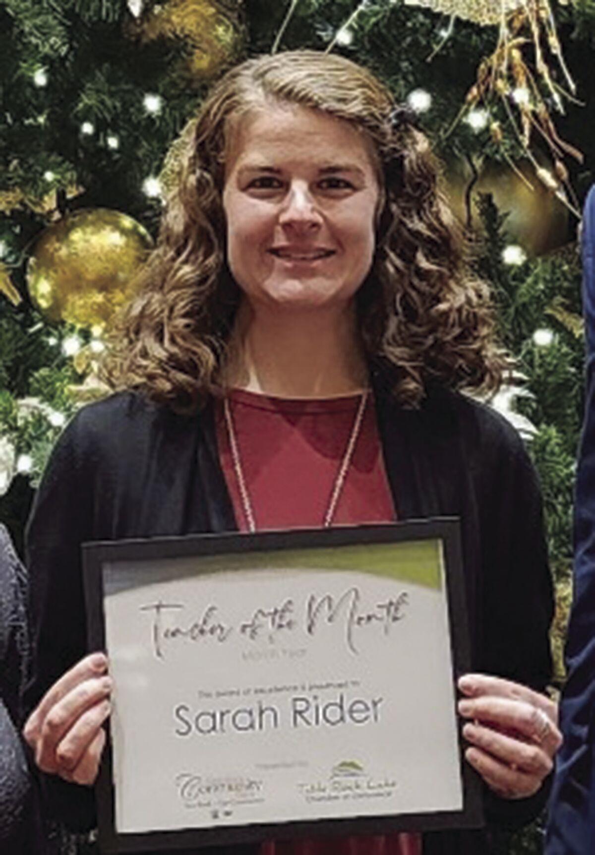 Rider named Blue Eye Teacher of the Month | News Free ...