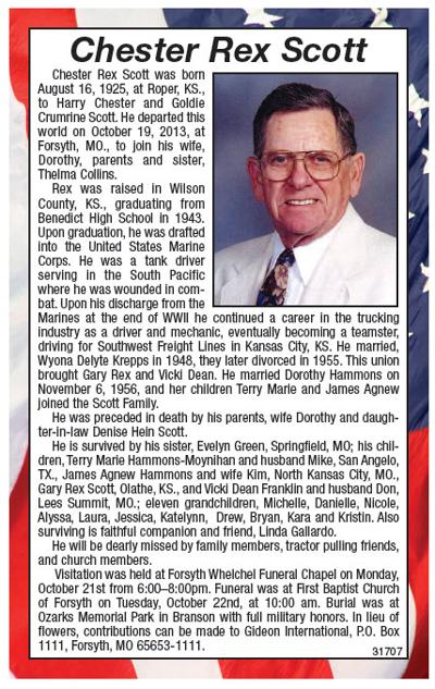 Chester Rex Scott | Obituaries Free | bransontrilakesnews.com