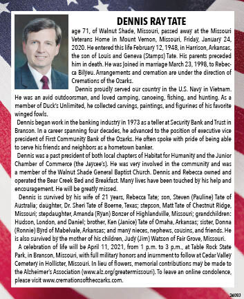 Dennis Ray Tate | Obituaries | bransontrilakesnews.com