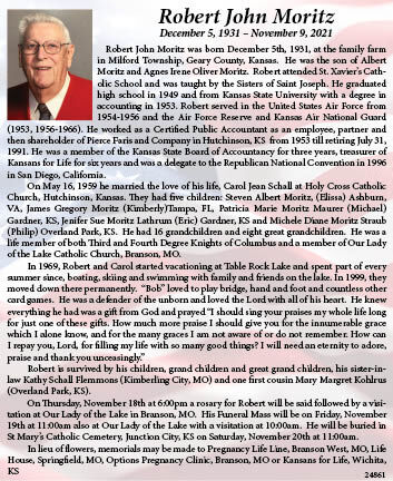Robert John Moritz | Obituaries | bransontrilakesnews.com