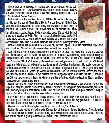 Richard George Eby | Obituaries | bransontrilakesnews.com